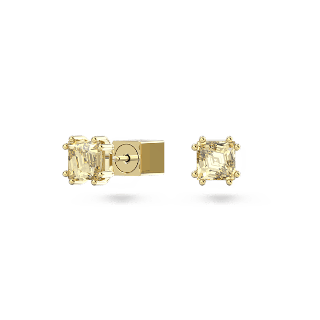 Chroma Stud Earrings Cushion Cut Yellow Gold-Tone Plated | Silvermoon