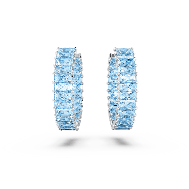 Matrix Hoop Earrings Baguette Cut Blue Rhodium Plated | Silvermoon