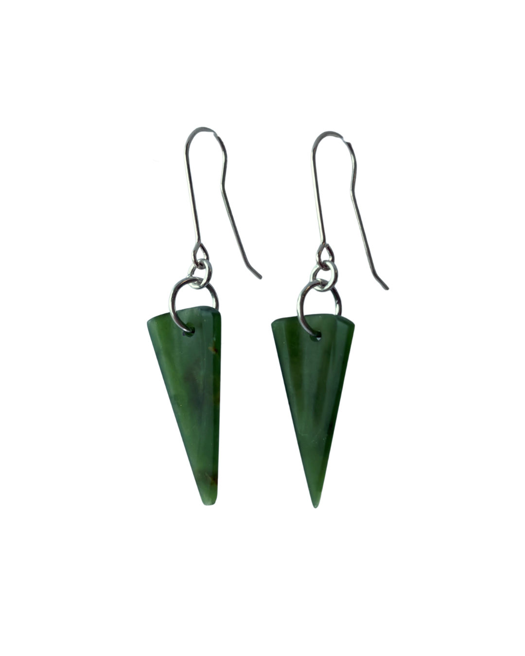 New Zealand Greenstone Triangular Silver Earrings – Silvermoon