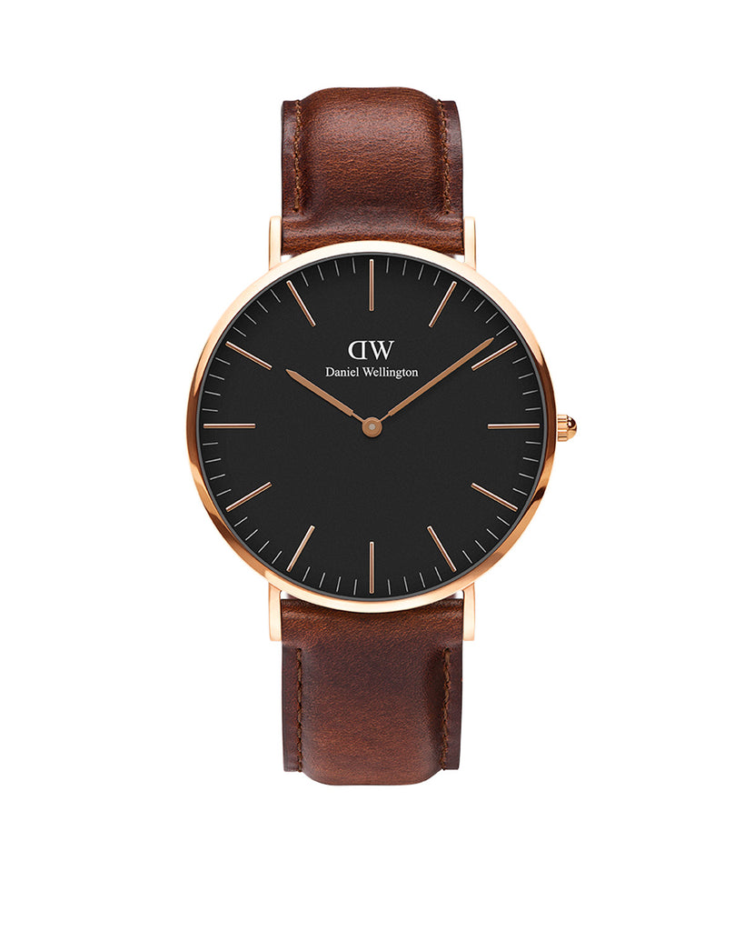 Daniel Wellington Classic St Mawes Black & Rose Gold 40mm | Silvermoon