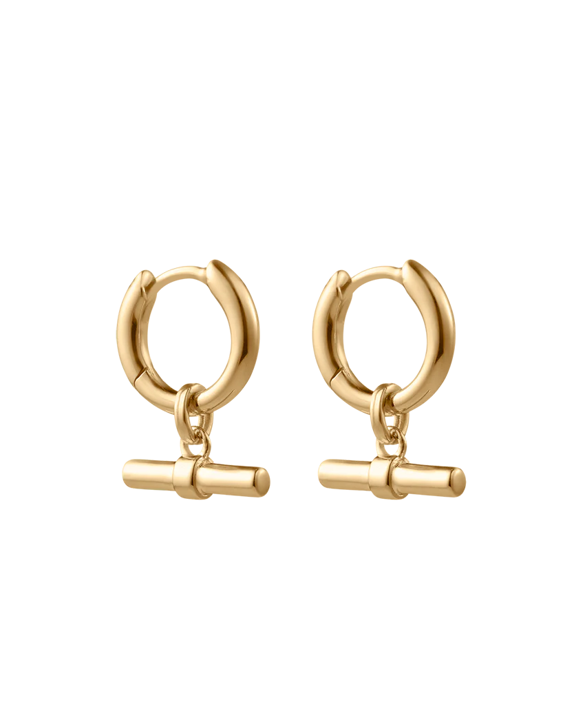 Kirstin Ash Rhythm T-Bar Hoops 18ct Gold Plated – Silvermoon